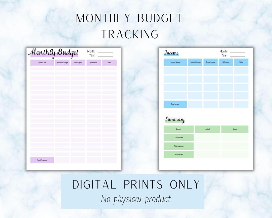 Monthly Budget Tracker Spreadsheet PLR | Simple Finance Planner ...