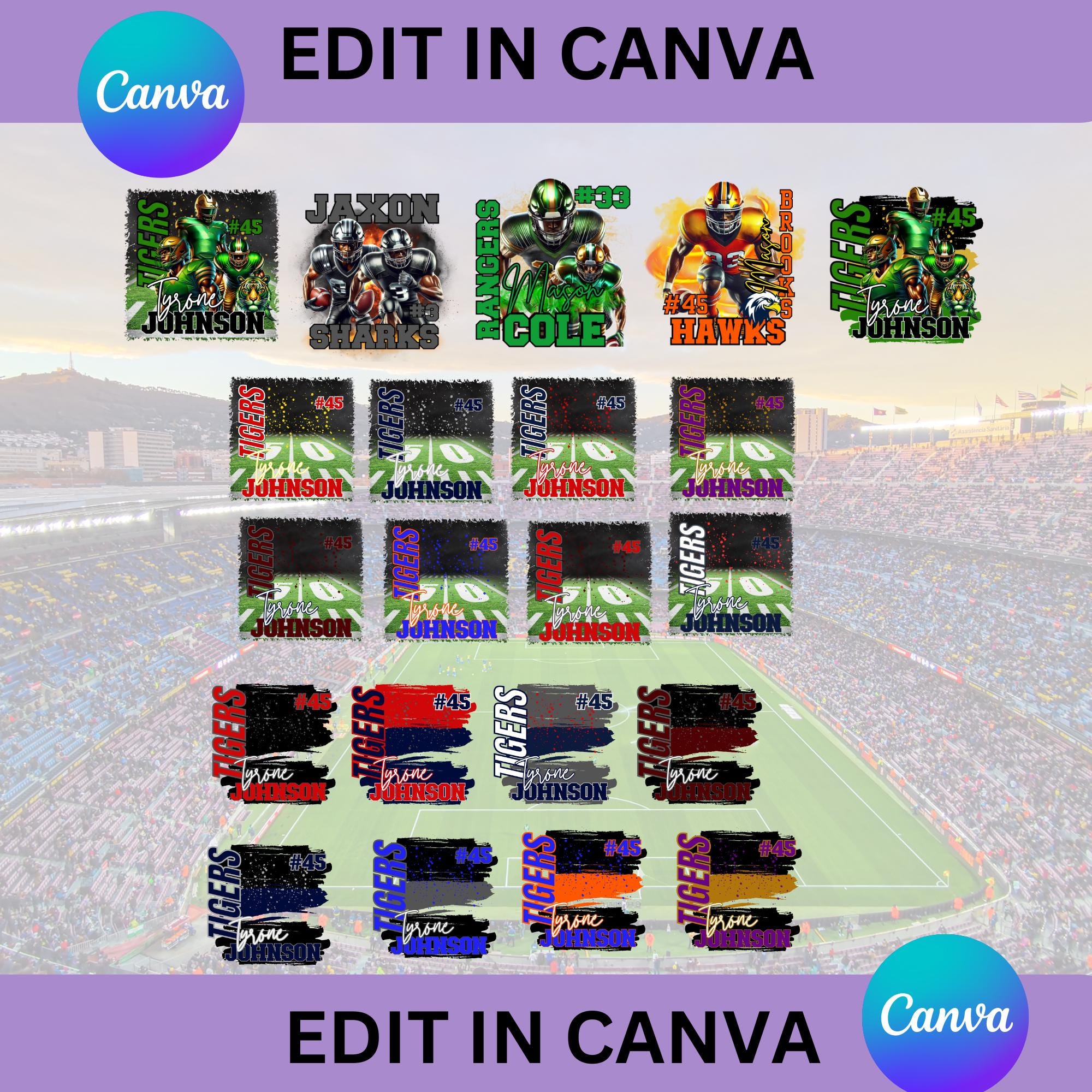 Editable Football Shirt Designs – Canva Templates Sublimation DTF ...