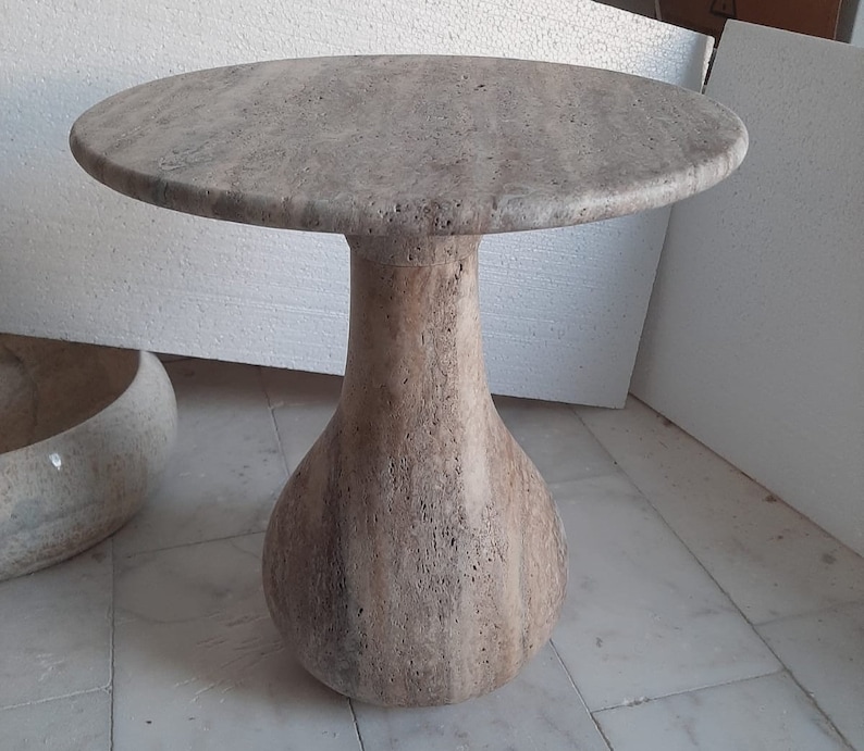 Natural Travertine Potbelly Coffee Table: Silver-beige Stone - Etsy