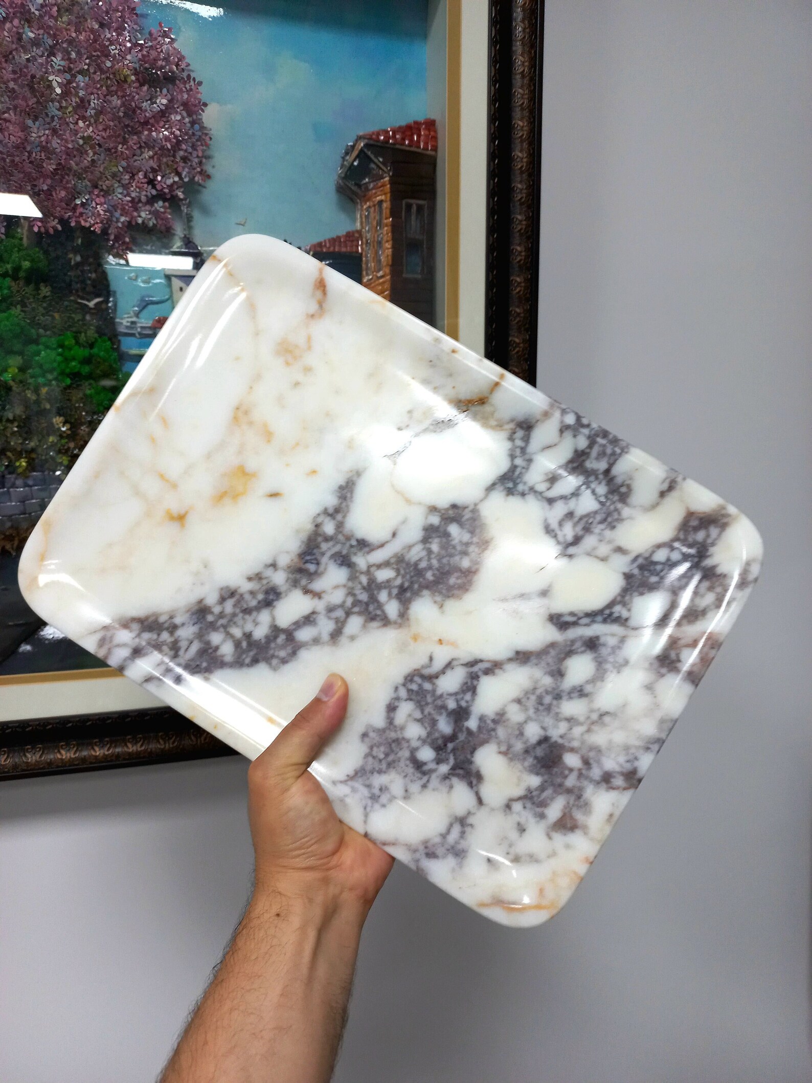 14x10 35cm X 25cm Natural Calacatta Viola Marble Tray, Large Marble ...