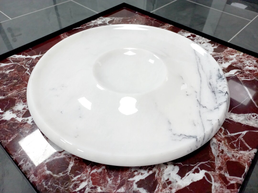 12" (30 Cm) Marble Serving Platter, Natural Lilac-white Marble Platter ...