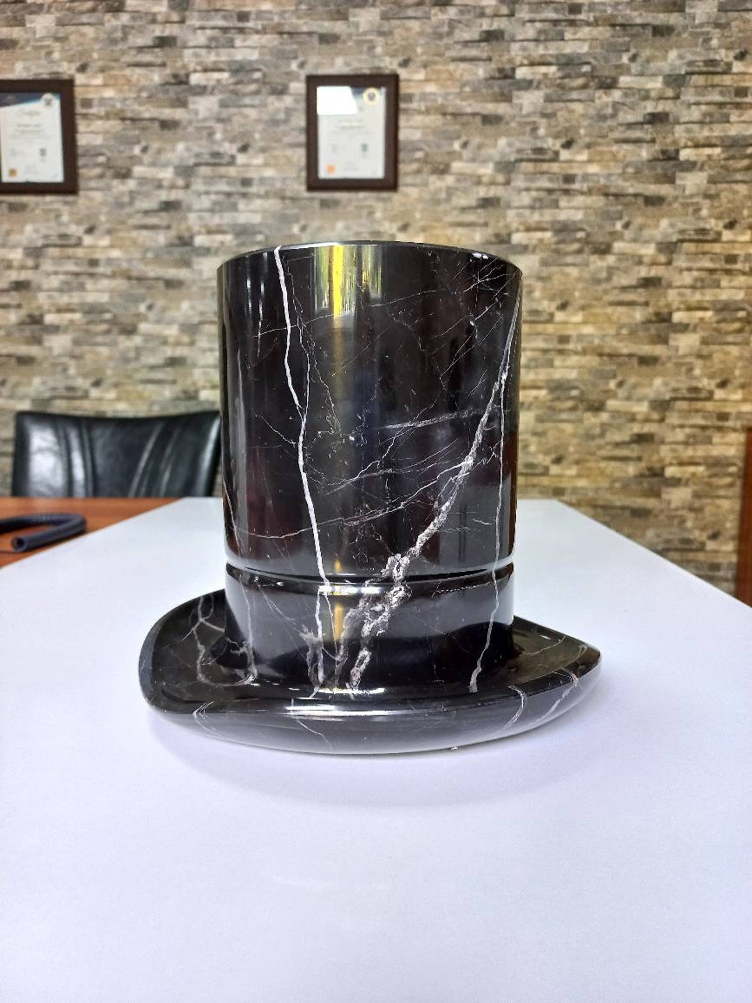 Natural Marble Hat, Black Marble Ice Bucket, Marble Wine Chiller, Wine ...