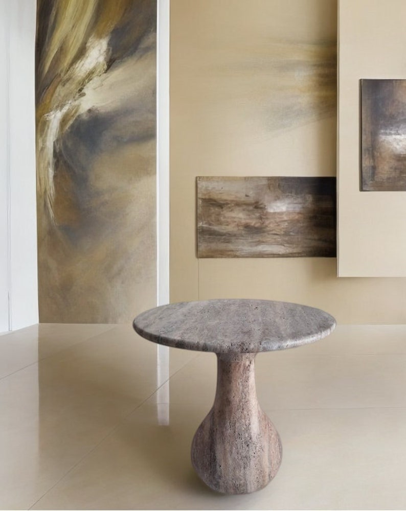 Natural Travertine Potbelly Coffee Table: Silver-beige Stone - Etsy