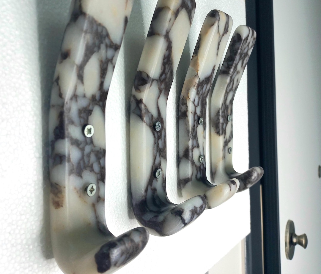 Natural Marble Jewelry & Key Wall Hanger, Calacatta Viola Marble Hanger ...