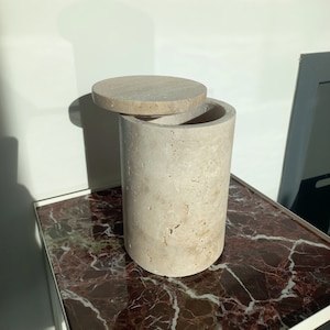 Cream Travertine Jar With Lid: Cylindrical Vase, Wine Chiller - Etsy