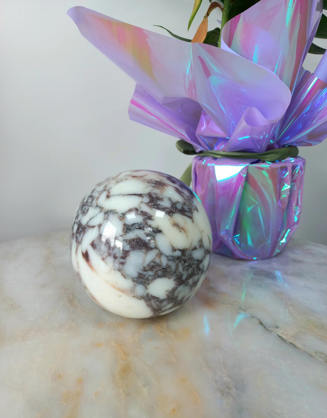 Natural Marble Sphere, Calacatta Viola Marble Sphere, Decorative Sphere ...