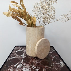 Cream Travertine Jar With Lid: Cylindrical Vase, Wine Chiller - Etsy