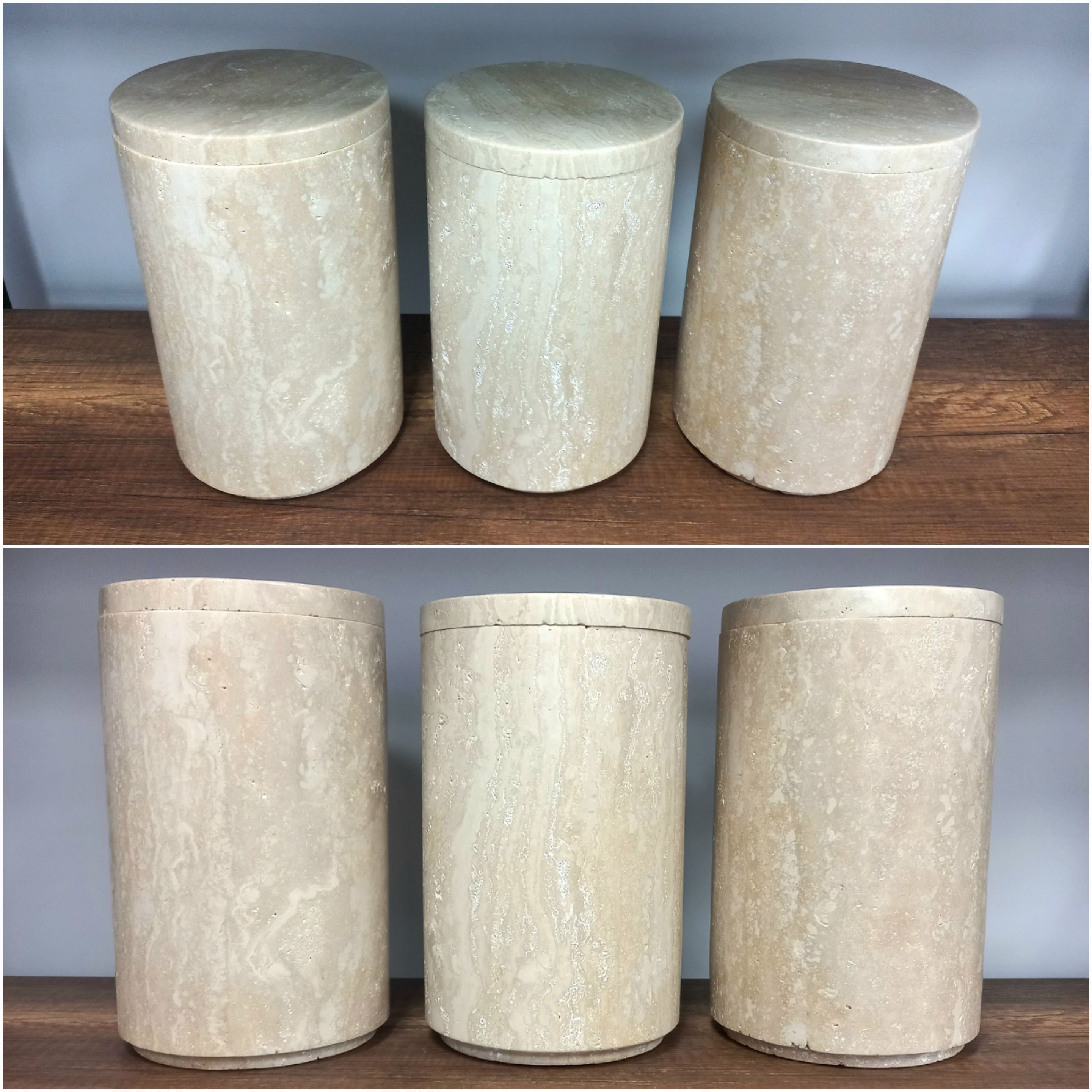 Cream Travertine Jar With Lid: Cylindrical Vase, Wine Chiller - Etsy