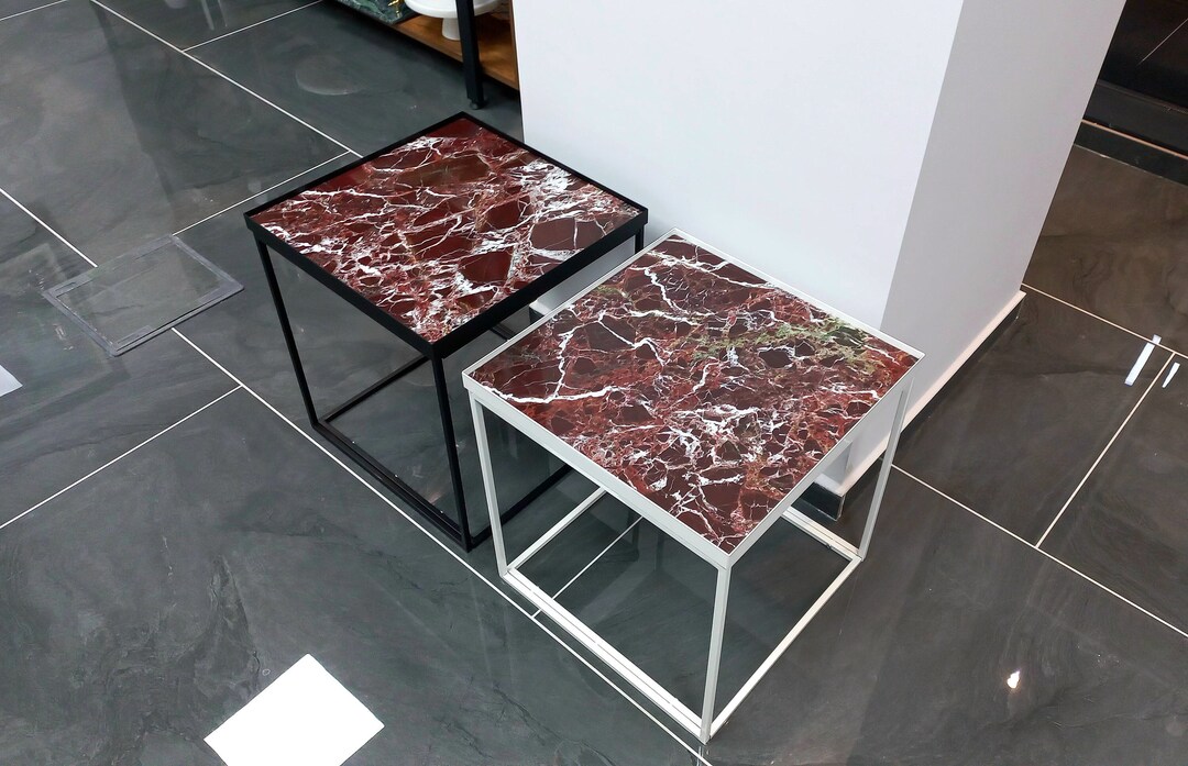 Natural Marble&metal Coffee Table, Elegant Cubic Designed Coffee Table ...