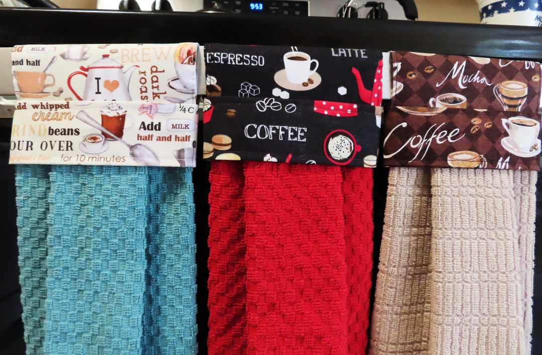 Hanging Kitchen Towel Coffee Theme Decor Kitchen Dish Towel Hostess ...