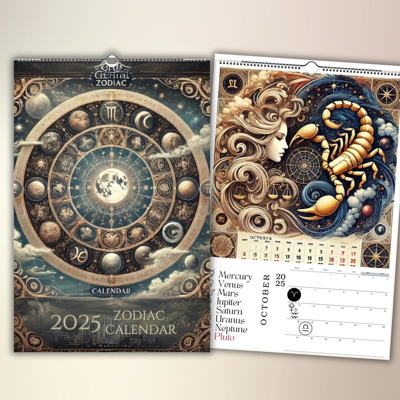 ZODIAC CALENDAR 2025 Large Wall Calendar 2025 ASTROLOGY Calendar 2025 ...