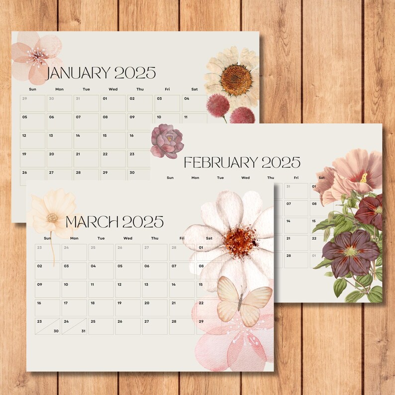 2025 Watercolor Calendar 2025 Printable Calendar Editable Canva ...