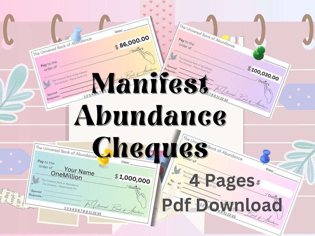Money Manifestation Checks for Law of Attraction Money Check Law of ...