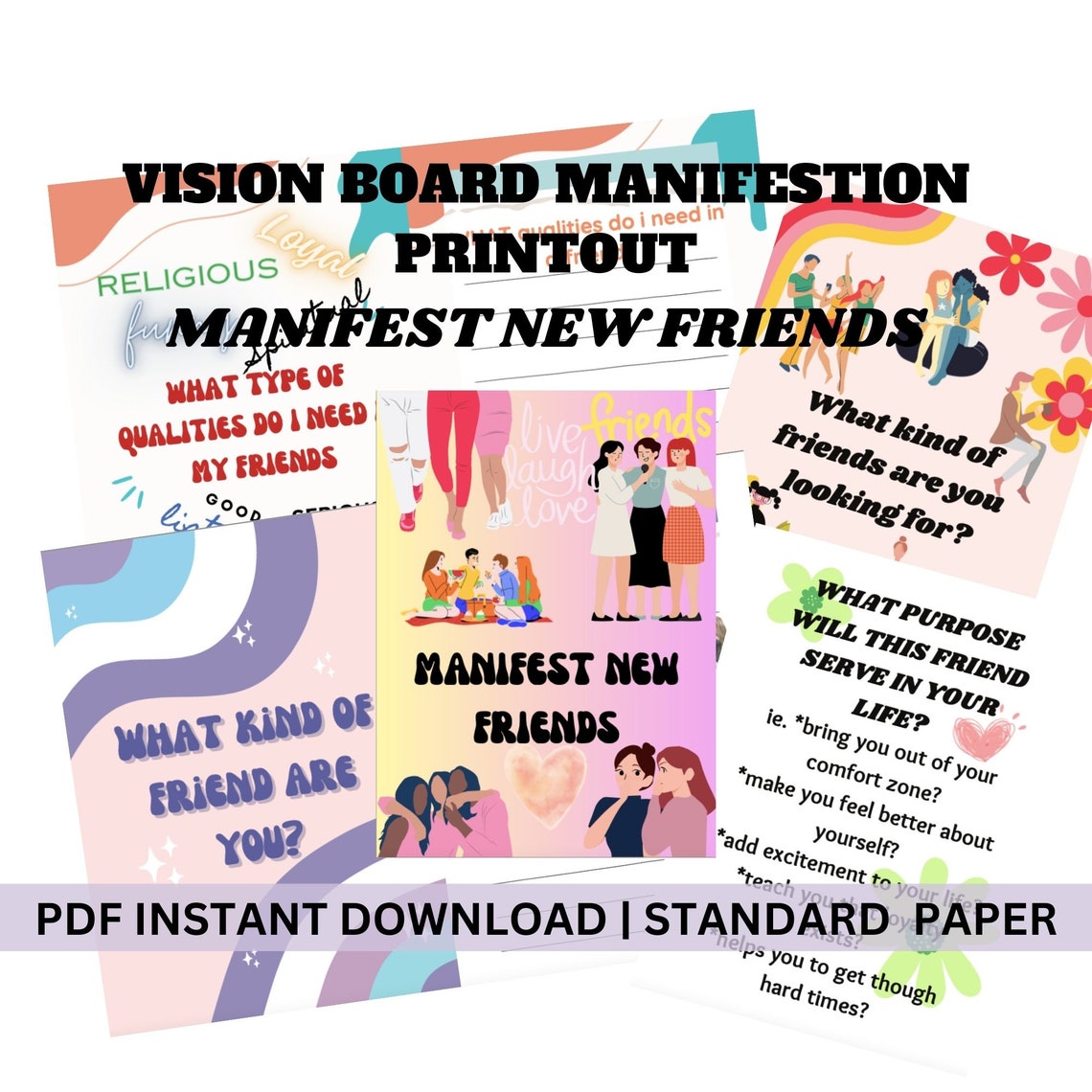 Meet New Friends, 2024 Vision Board, Vision Board Kit for Kids, Vision ...