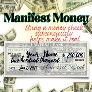 Manifestation Check Printable Cheque Law of Attraction Vision Board ...