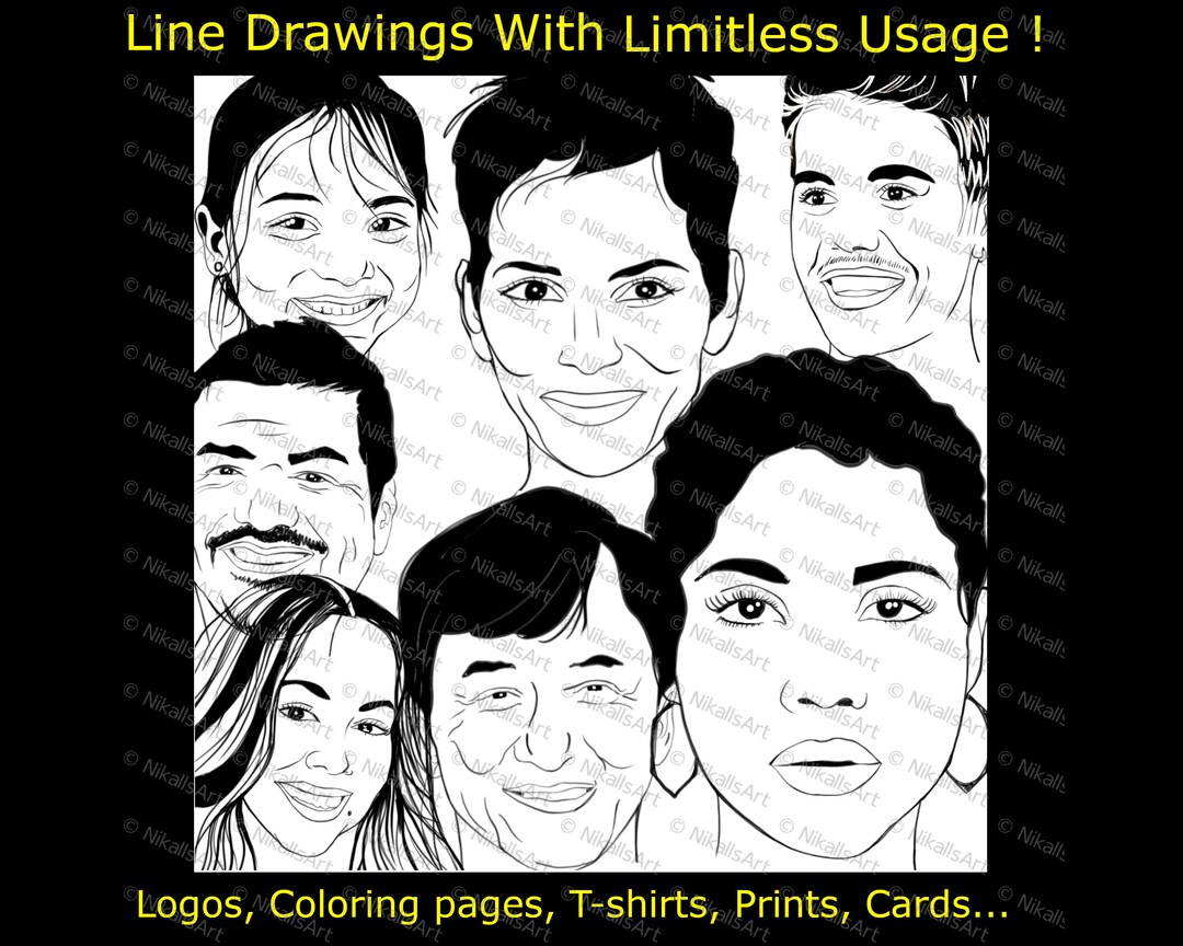 Ink Line Drawing Portraits for Prints, Custom Portrait From Photo ...
