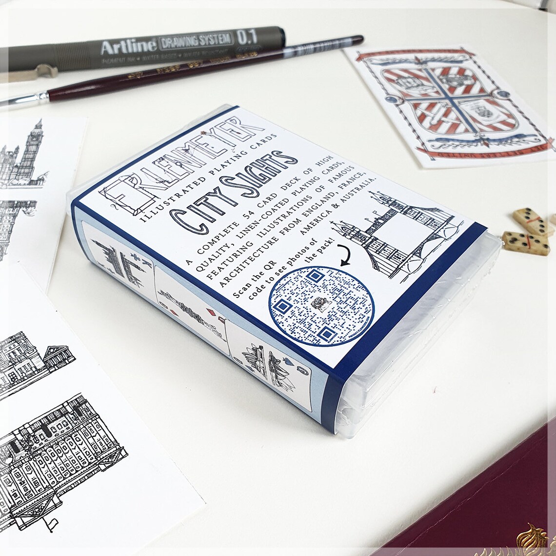 City Sights Playing Cards Hand Illustrated Playing Card Pack Featuring ...