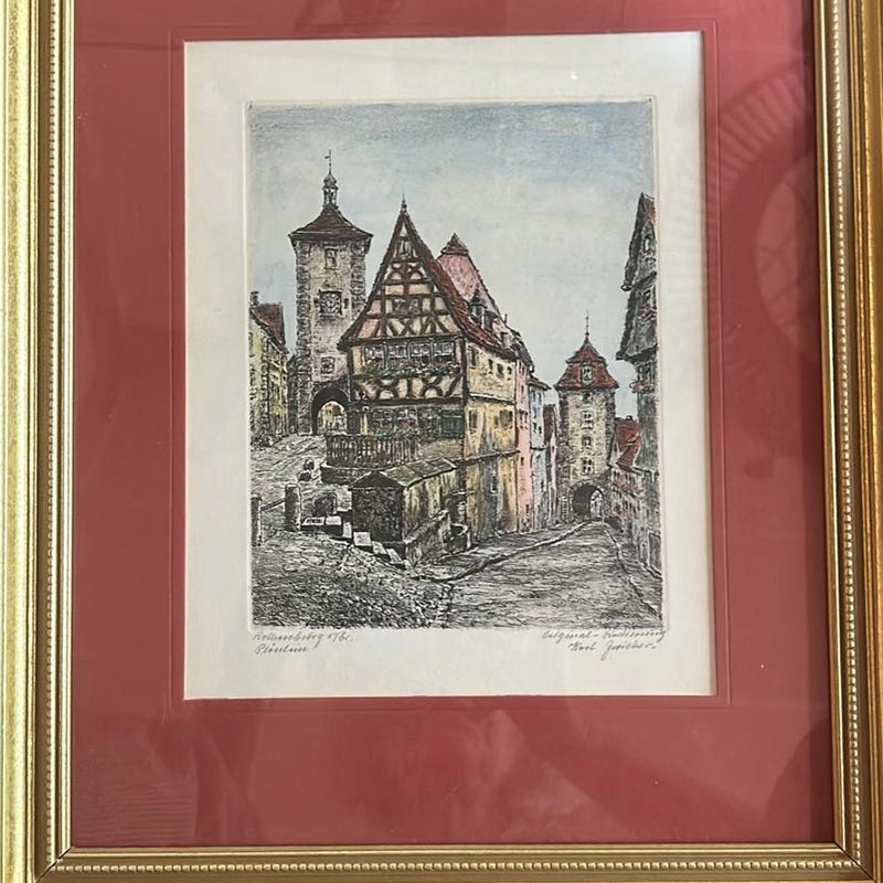 Hand Colored Etching - Etsy