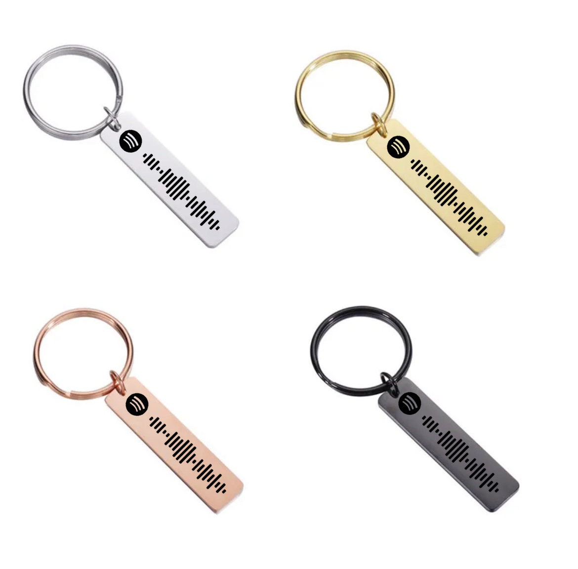 Custom Music Keychain — Engraved Spotify Code With Personalized Text ...