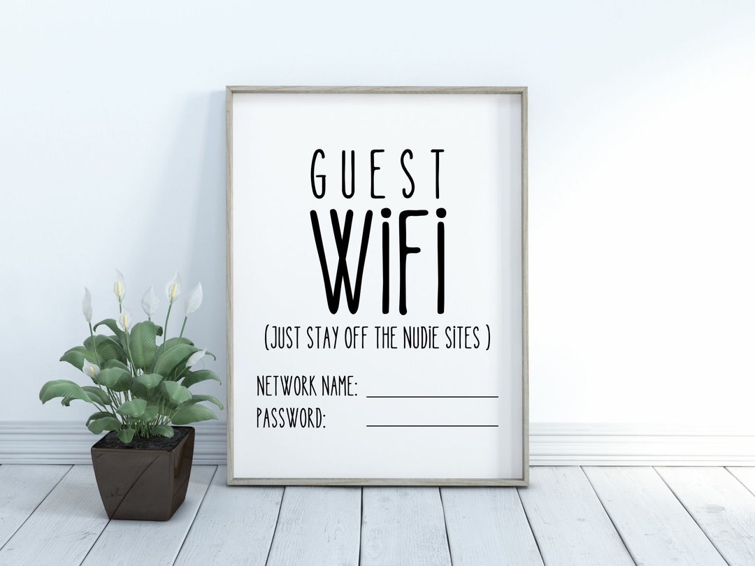 Funny Guest Wifi Printable, Wi-fi Password Sign, Printable, Black and ...