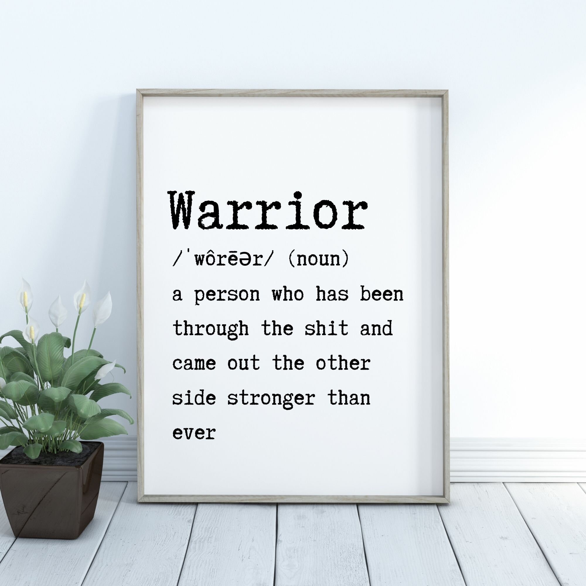 Warrior Definition Printable Printable Black and White Wall Decor ...