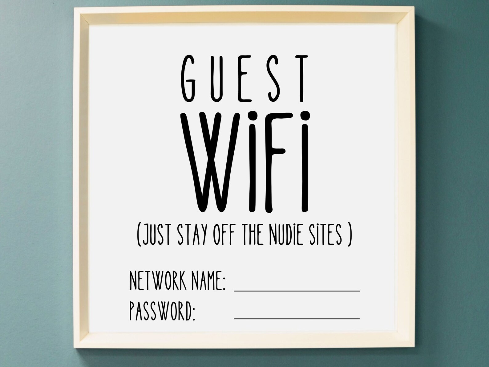 Funny Guest Wifi Printable, Wi-fi Password Sign, Printable, Black and ...