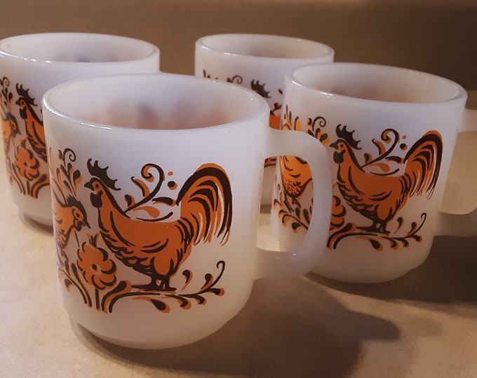 Vintage Glasbake Rooster and Hen Coffee Mugs Rare Find 1950's 60's - Etsy