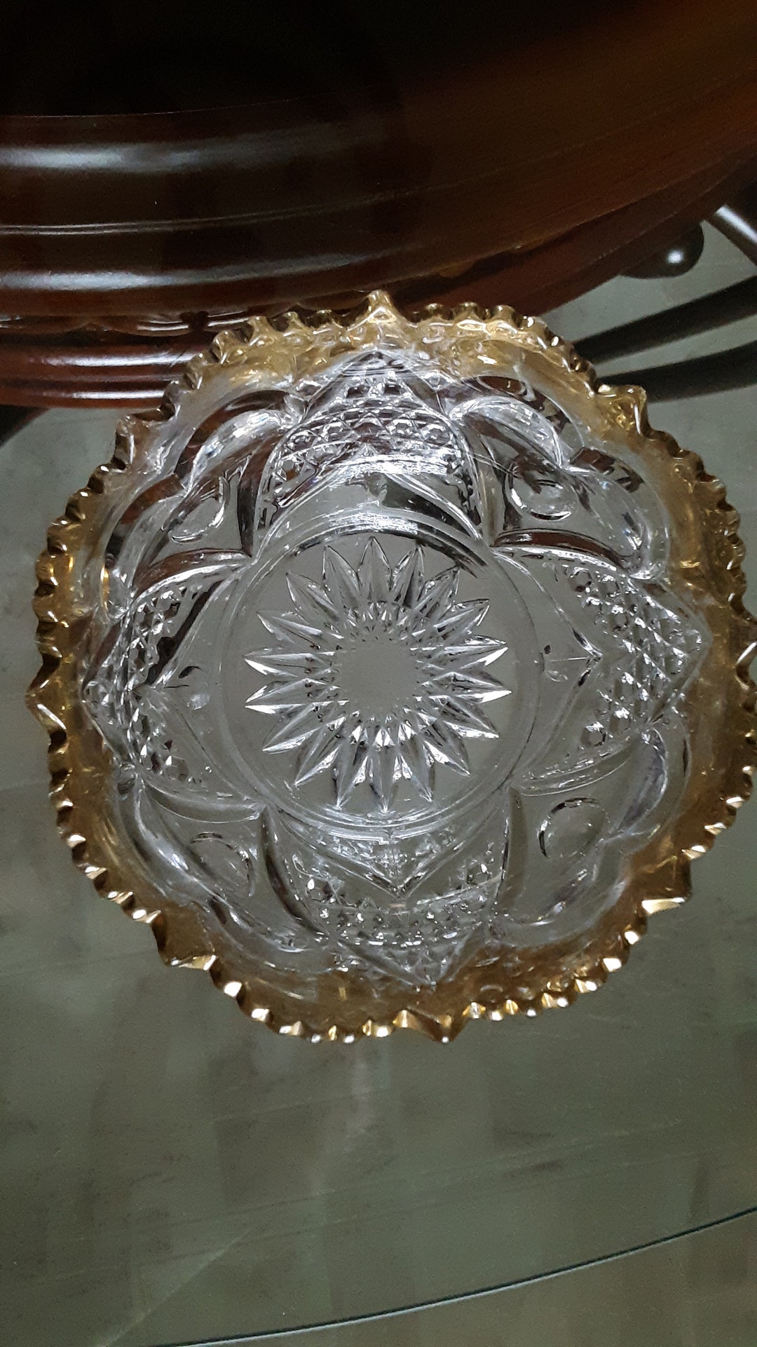 Antique Master Gold Rim Berry Bowl Tarentum Glass Co Aka Heart With ...