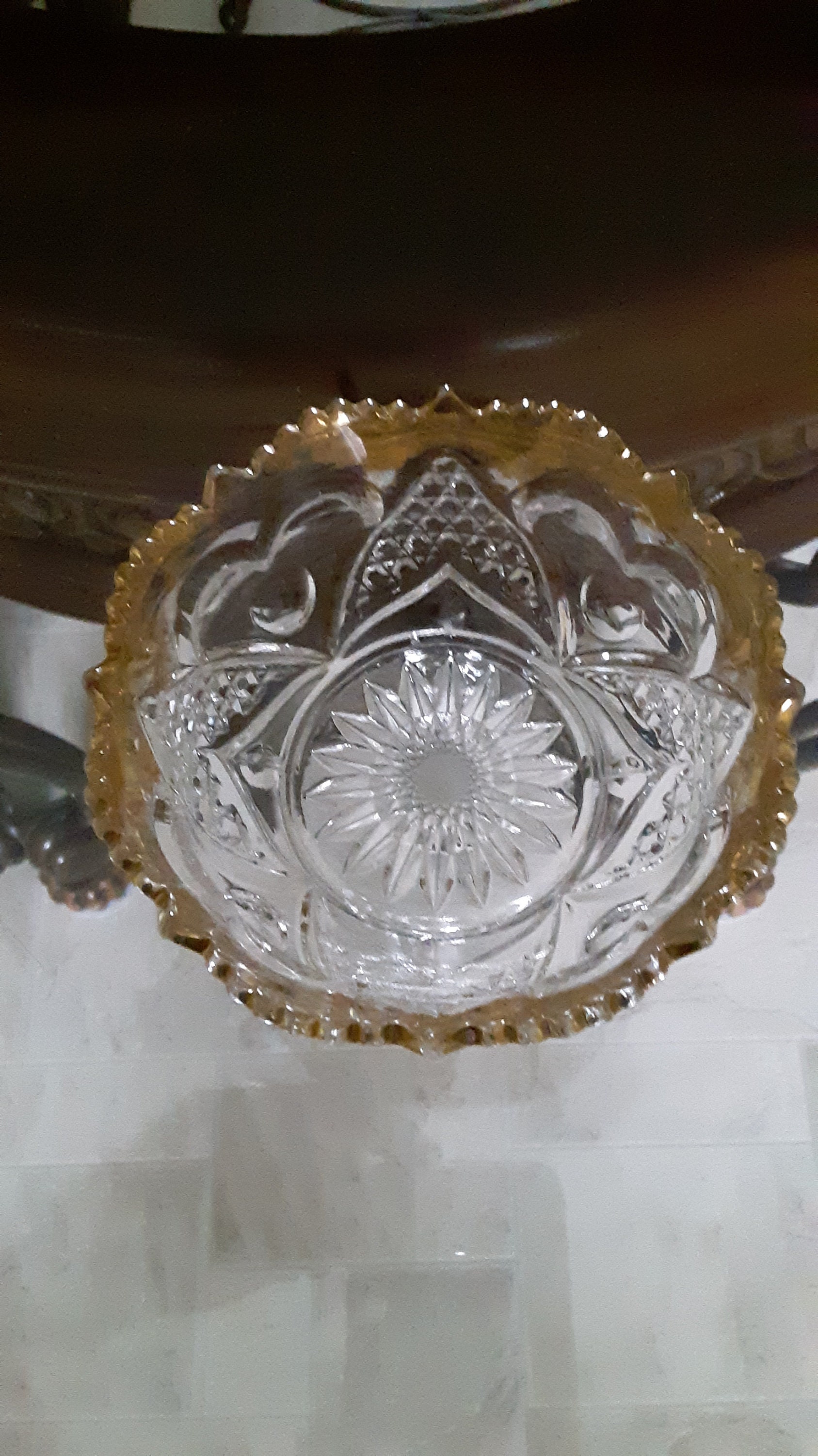Antique Master Gold Rim Berry Bowl Tarentum Glass Co Aka Heart With ...