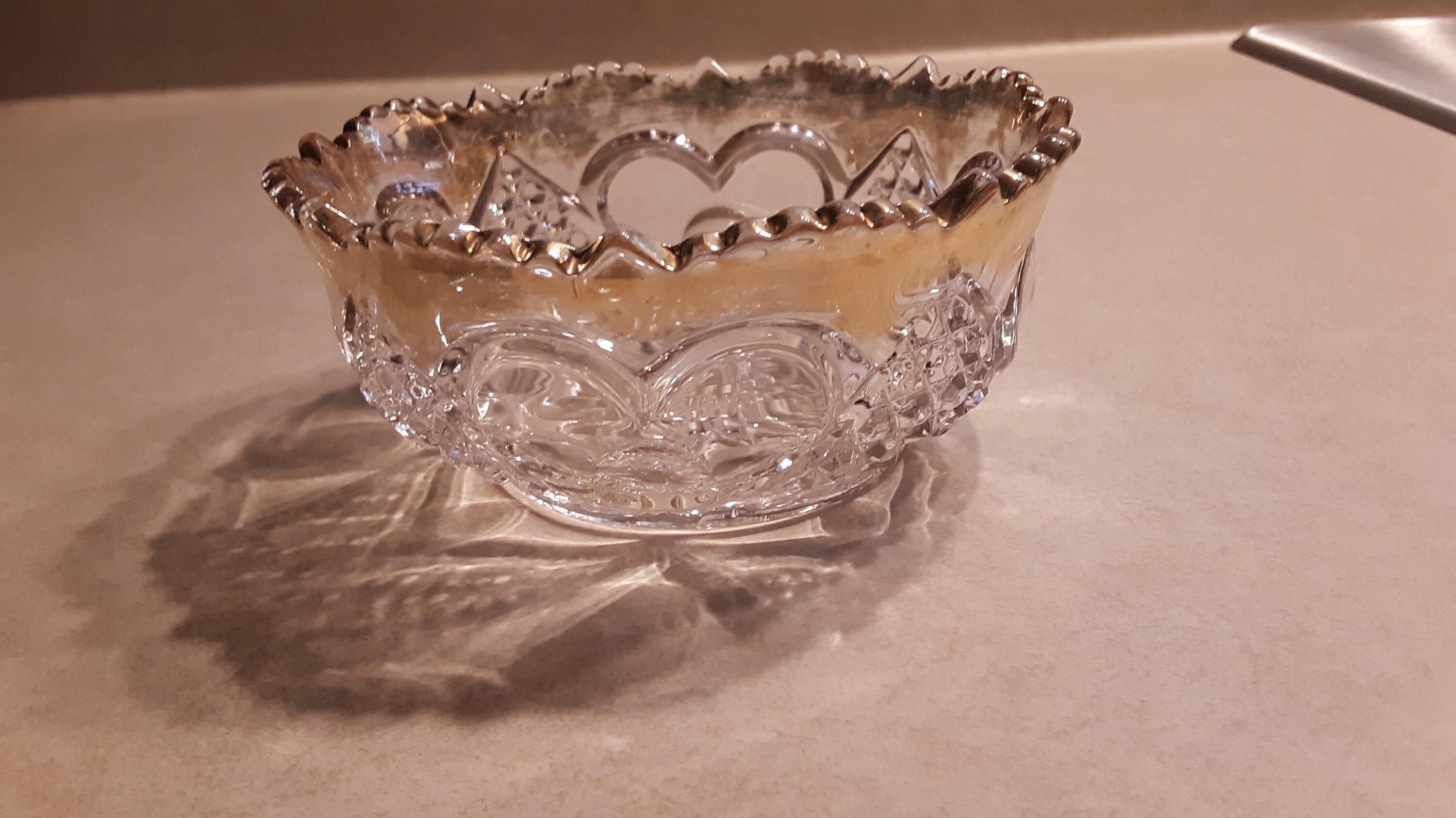 Antique Master Gold Rim Berry Bowl Tarentum Glass Co Aka Heart With ...