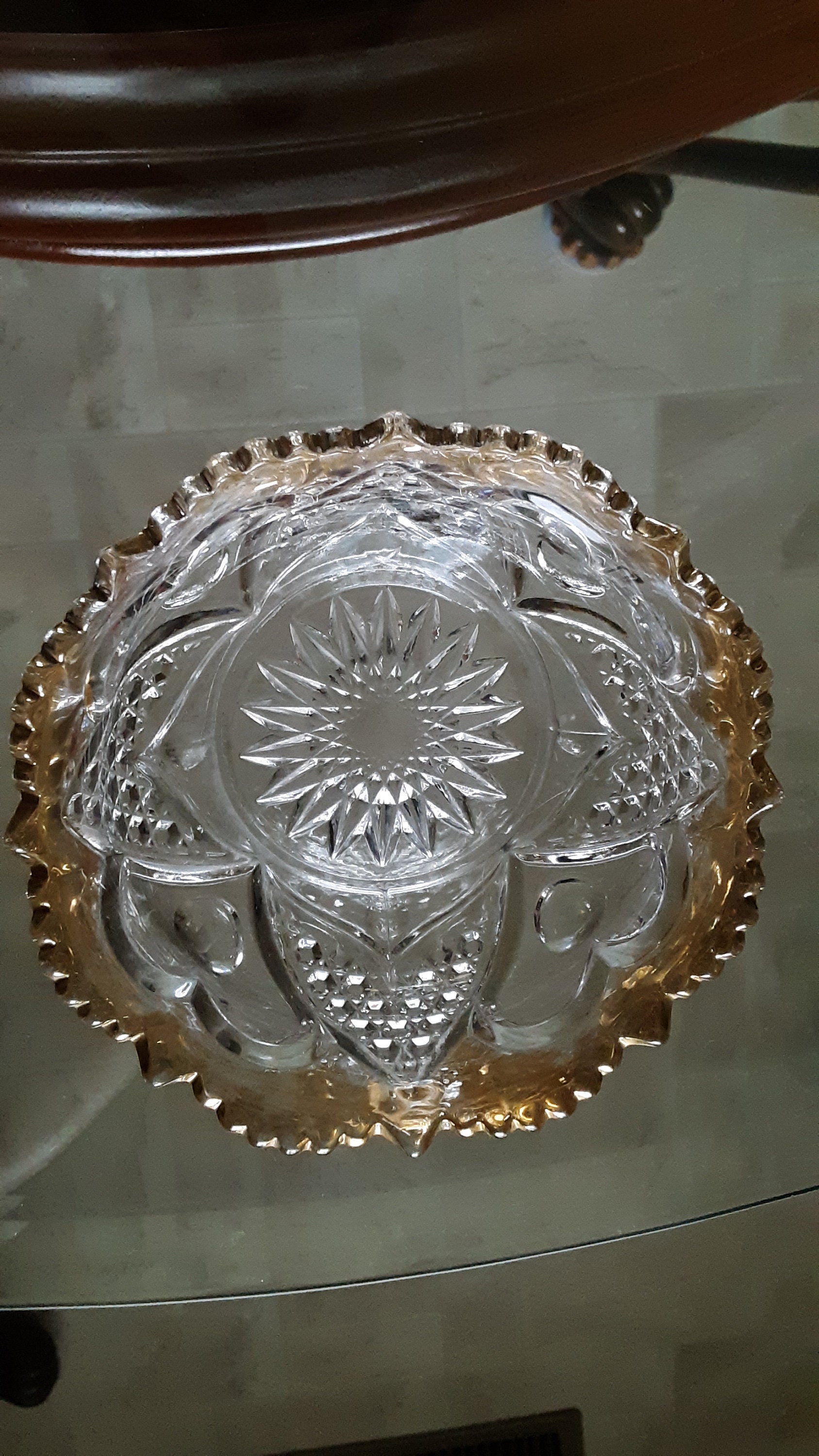 Antique Master Gold Rim Berry Bowl Tarentum Glass Co Aka Heart With ...
