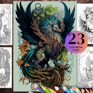 23 Mythical Creatures Marvelous Coloring Pages, JPEG/PDF Format ...