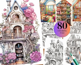 22 Doodle House Coloring Pages for Adults and for Kids for Relax and ...