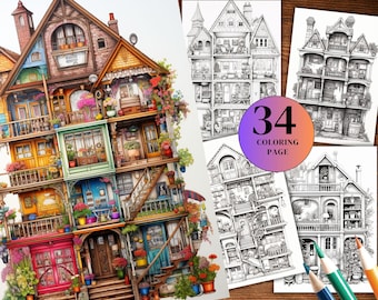 22 Doodle House Coloring Pages for Adults and for Kids for Relax and ...