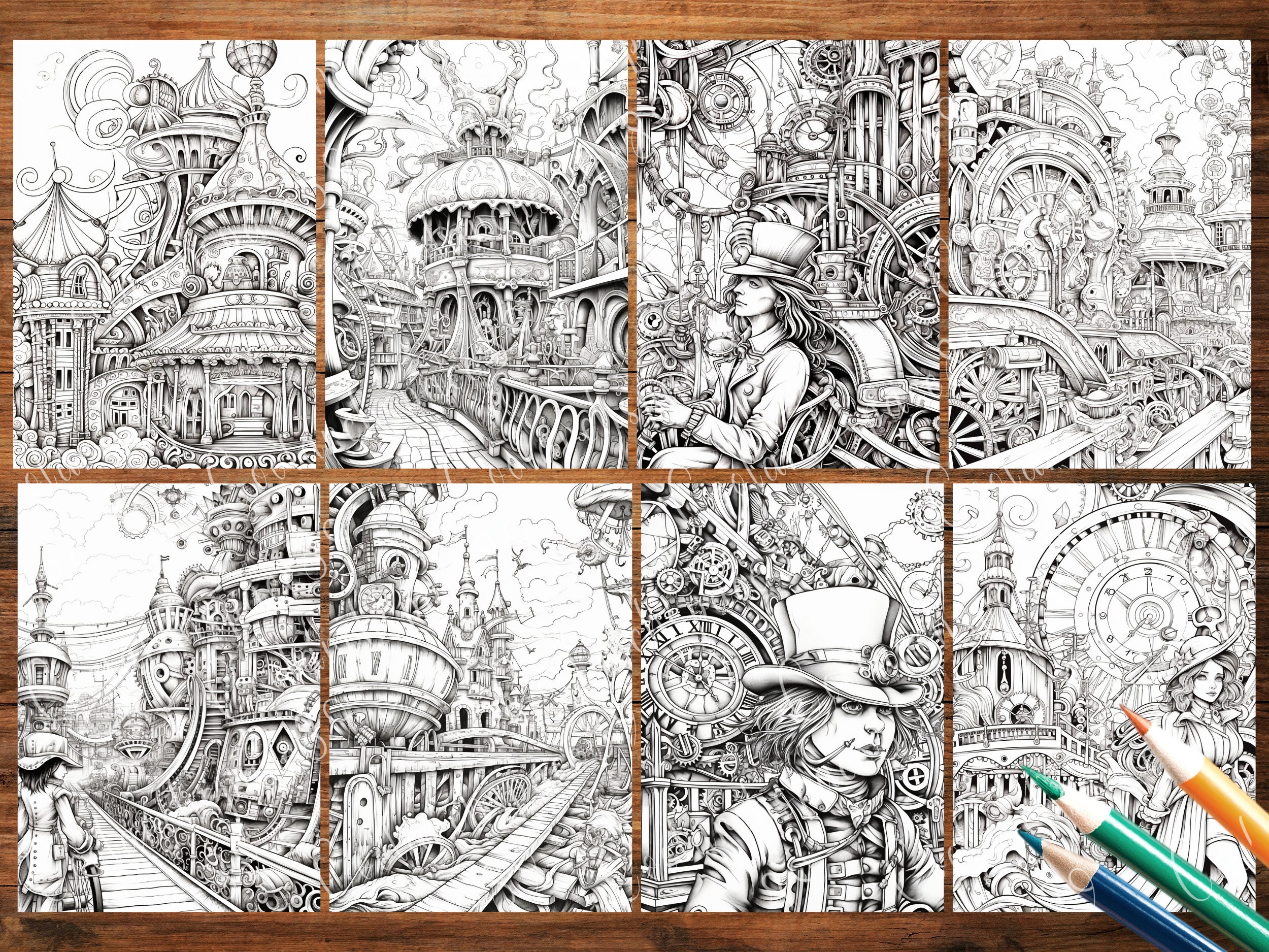39 Steampunk Coloring Pages Design, Printable Coloring Book , Coloring ...