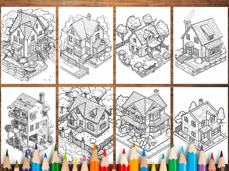 32 Isometric House Coloring Pages, Interior Isometric Coloring ...