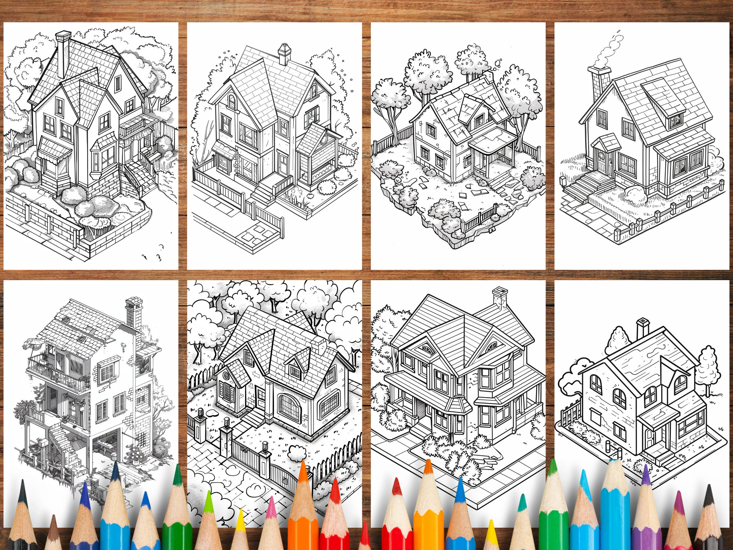 32 Isometric House Coloring Pages, Interior Isometric Coloring ...