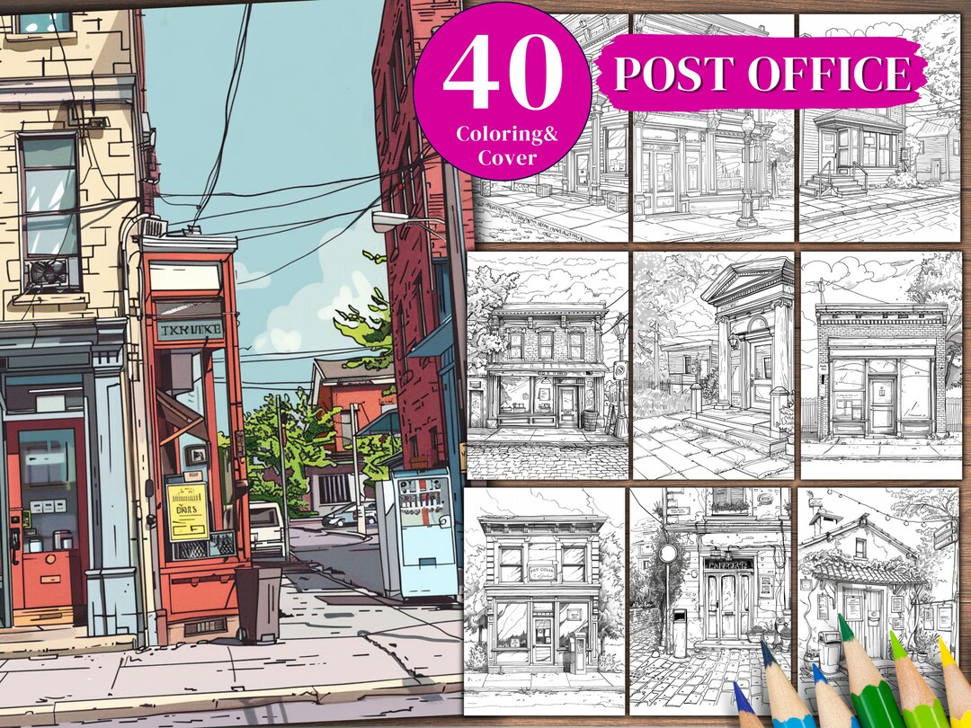 40 Post Office Wall Town Coloring Books ,coloring Pages, Street ...