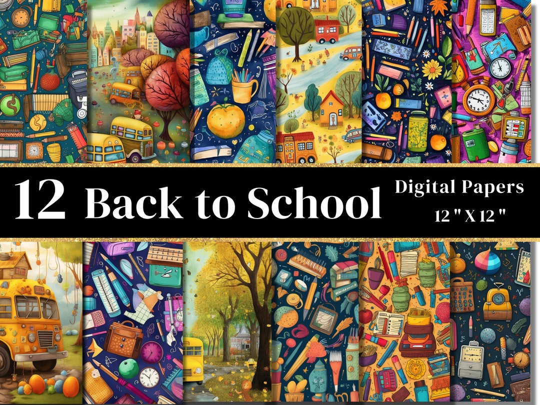 12 Back to School Digital Papers (instant Download) - Etsy