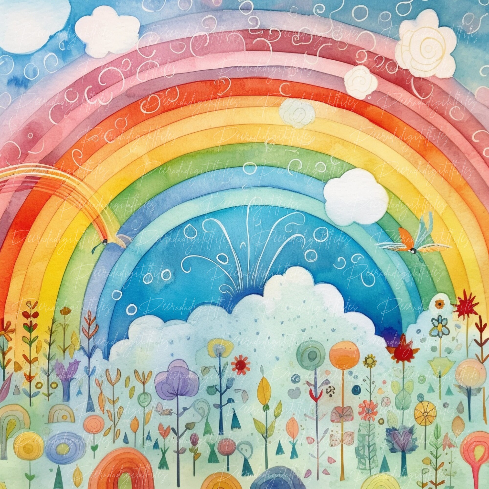 10 Watercolor Rainbow Digital Paper Rainbow Backgrounds - Etsy