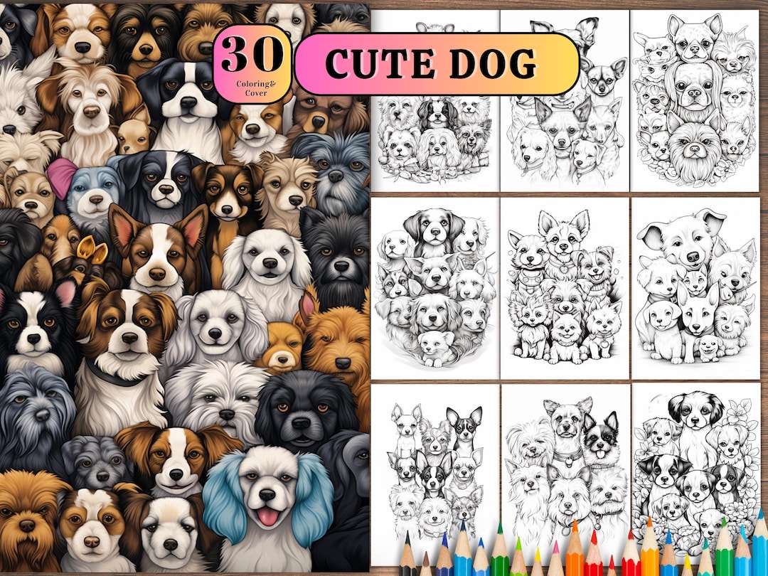 35 Cute Dog Coloring Page, Adorable Printable Art, Fun and Relaxing Dog ...