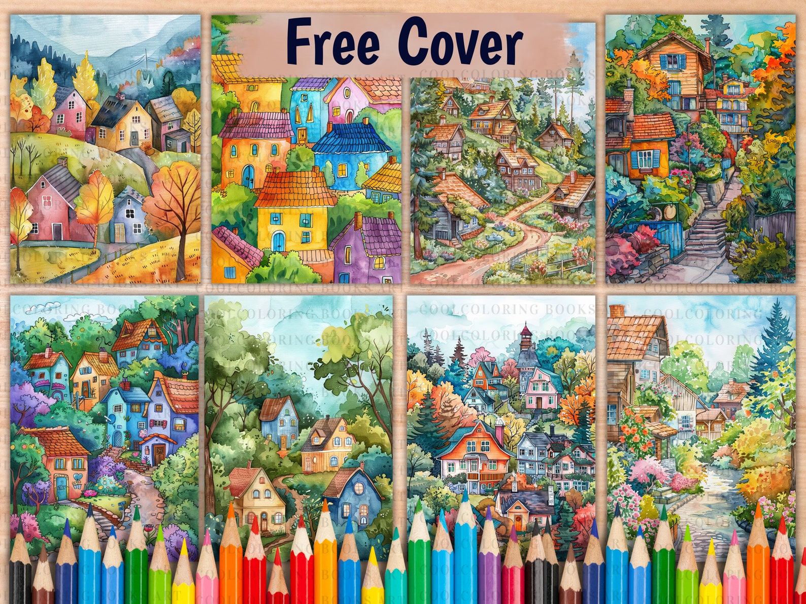 Rustic Houses Coloring Pages: Countryside Floral Gardens (PDF Print) - Etsy
