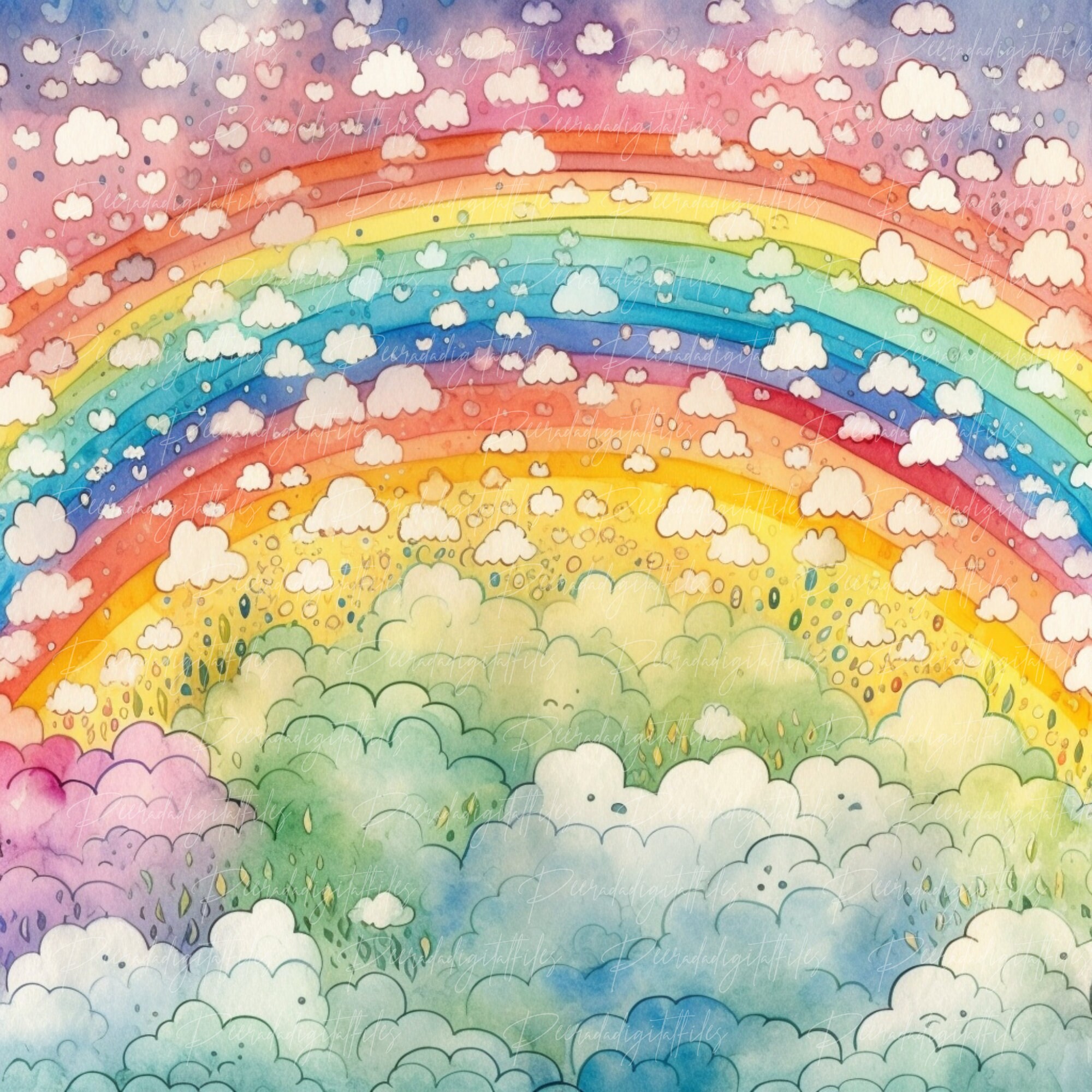 10 Watercolor Rainbow Digital Paper Rainbow Backgrounds - Etsy