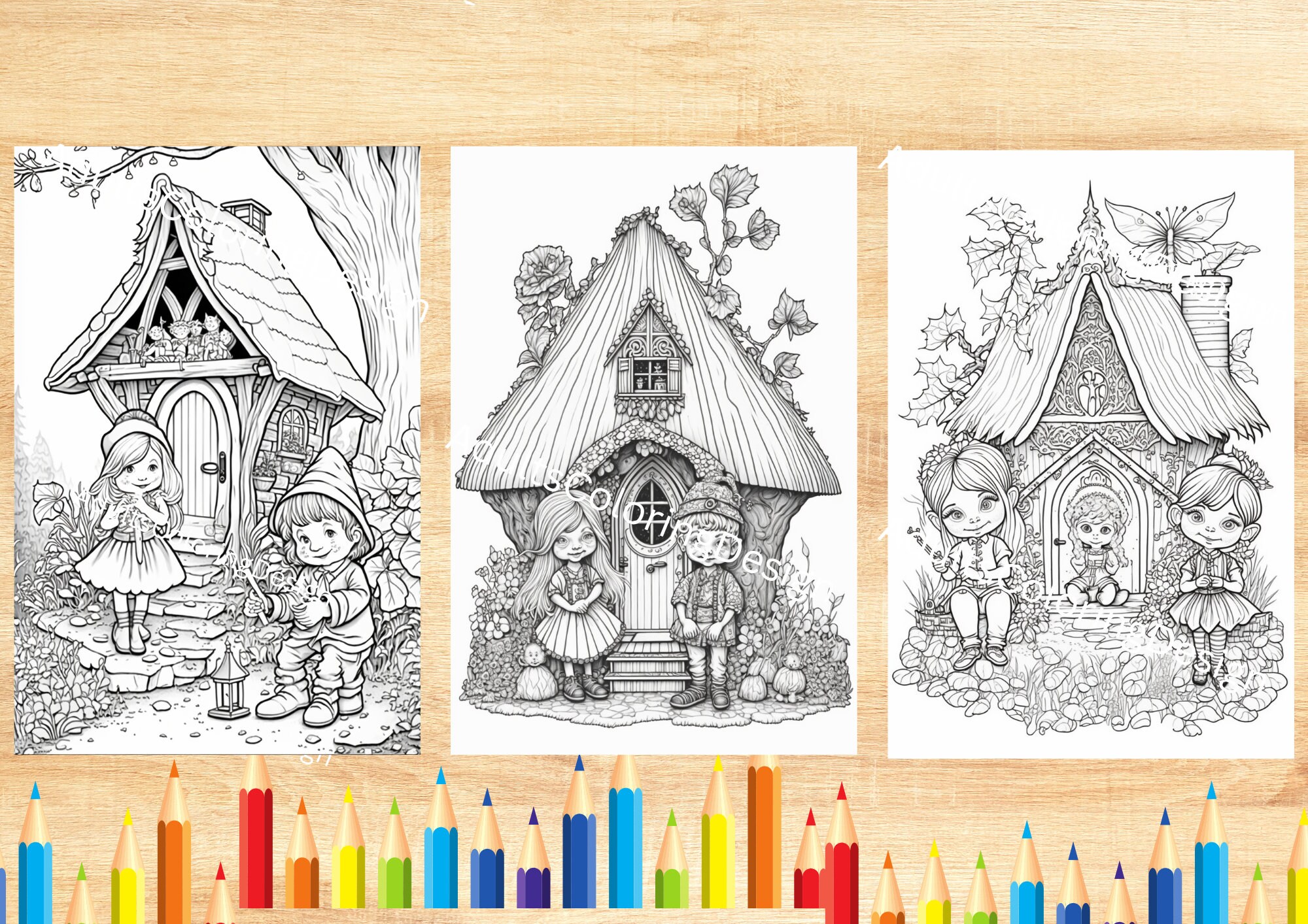 20 Gnome Fairy House Coloring Book Adults Kids Instant - Etsy