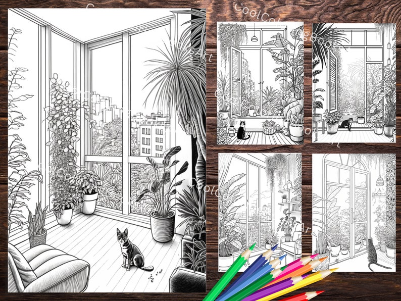 20 Cozy Coloring Page Cozy Home Interior Design Boho and - Etsy