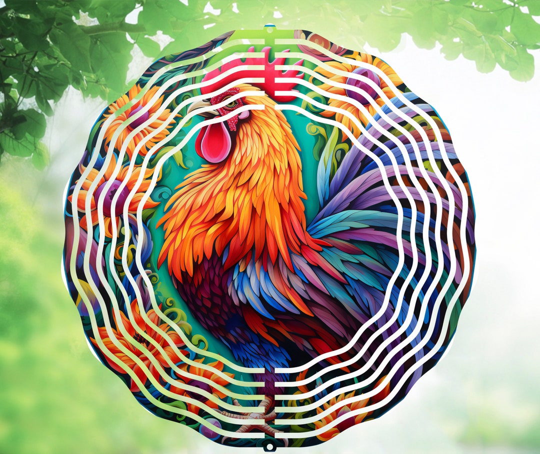12 PNG 3D Colorful Rooster Wind Spinner PNG, Chickens Wind Spinner ...