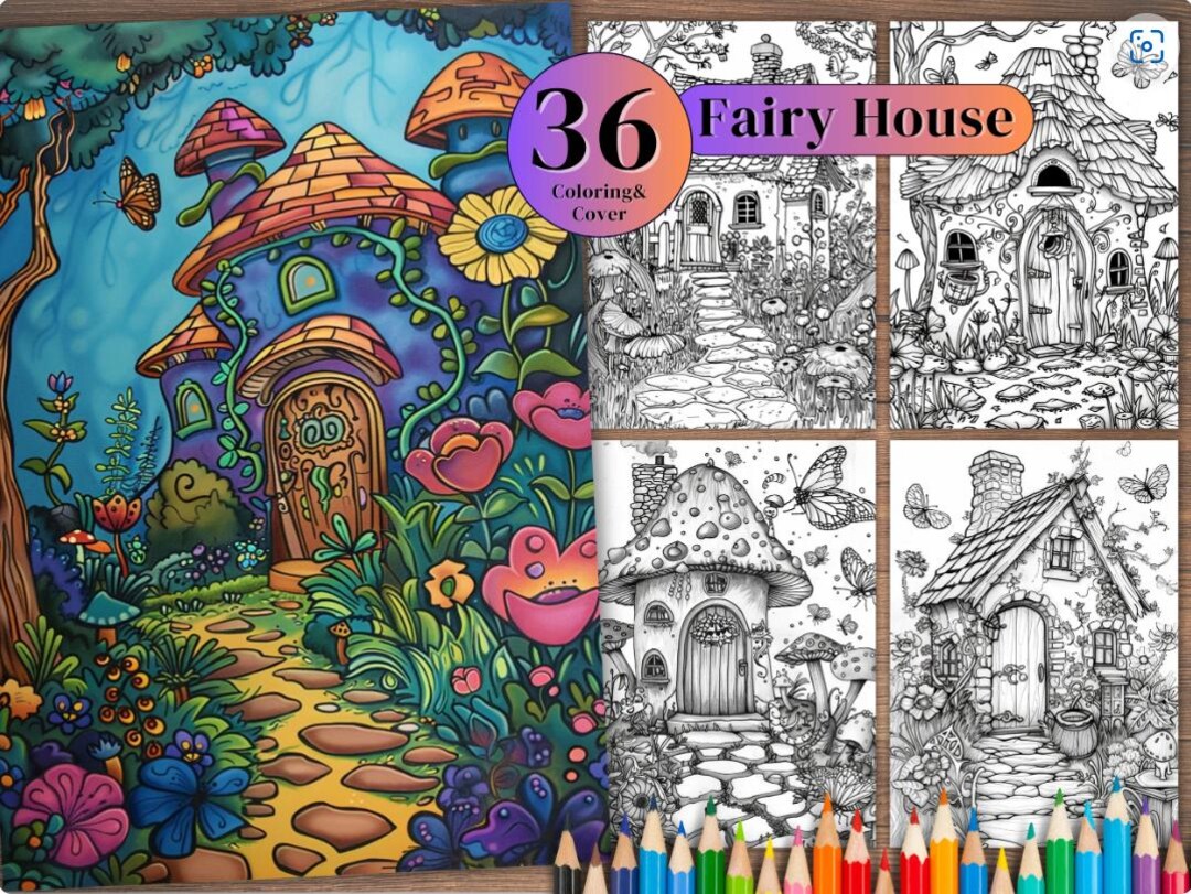 39 Fairytale House Coloring Page, Whimsical Cottage Illustration ...