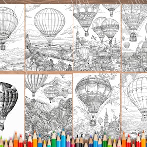 40 Hot Air Balloon Coloring Pages , Grayscale Coloring Pages for Adults ...