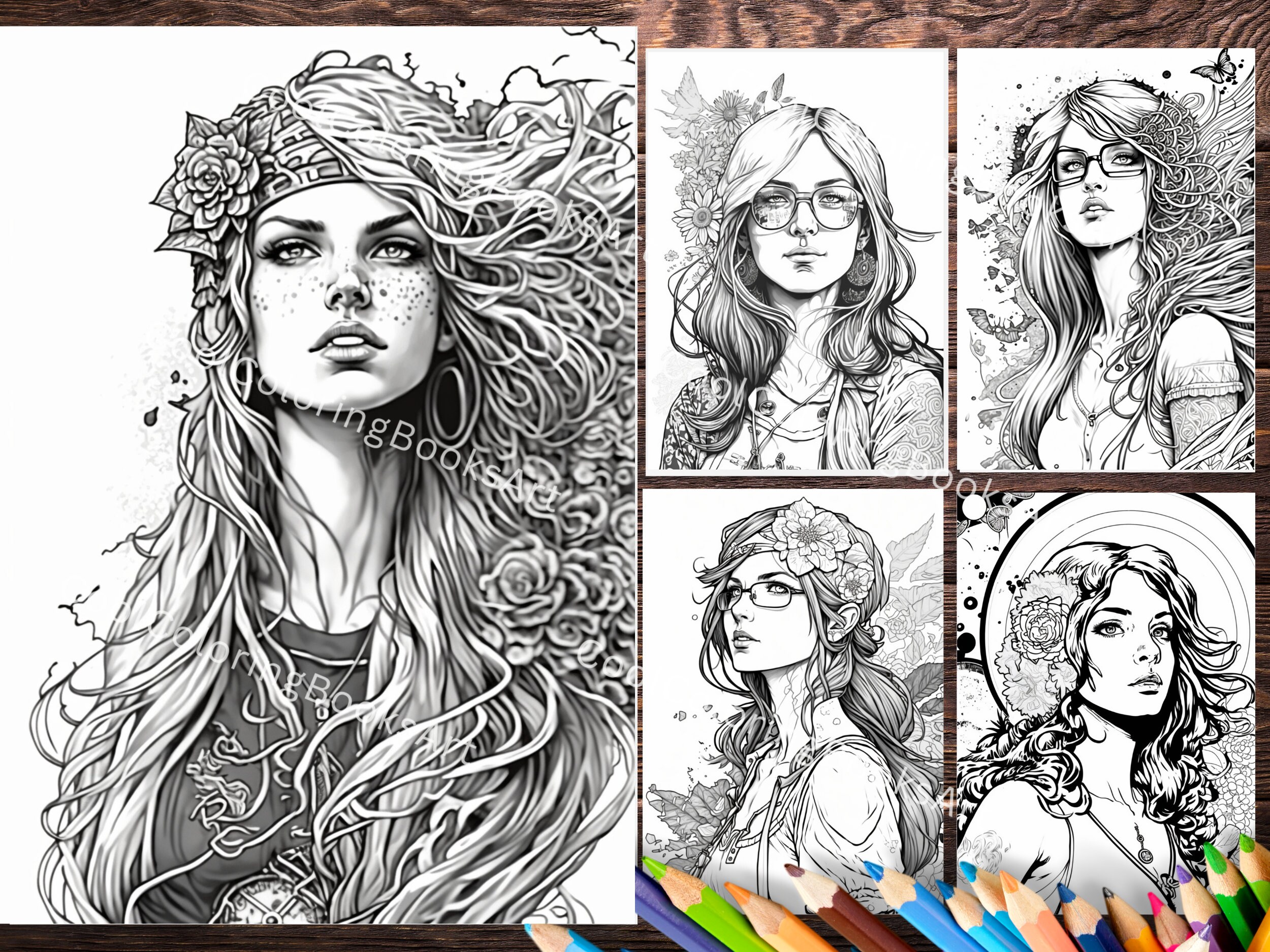 20 Hippie Fashion, Boho Fashion, Fashion Coloring Book, Bohemian ...