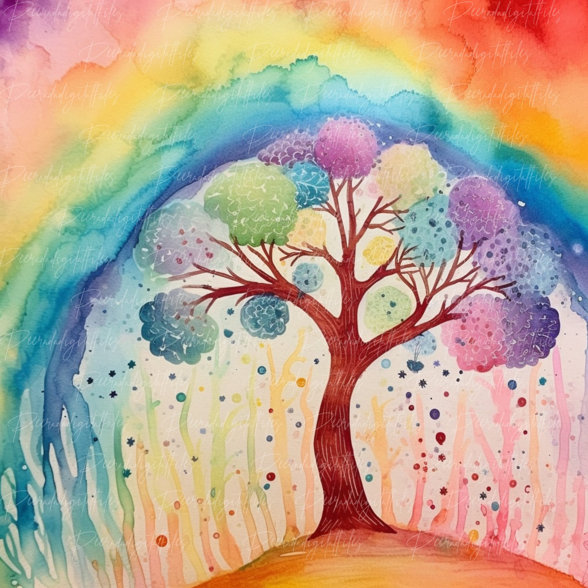 10 Watercolor Rainbow Digital Paper Rainbow Backgrounds - Etsy